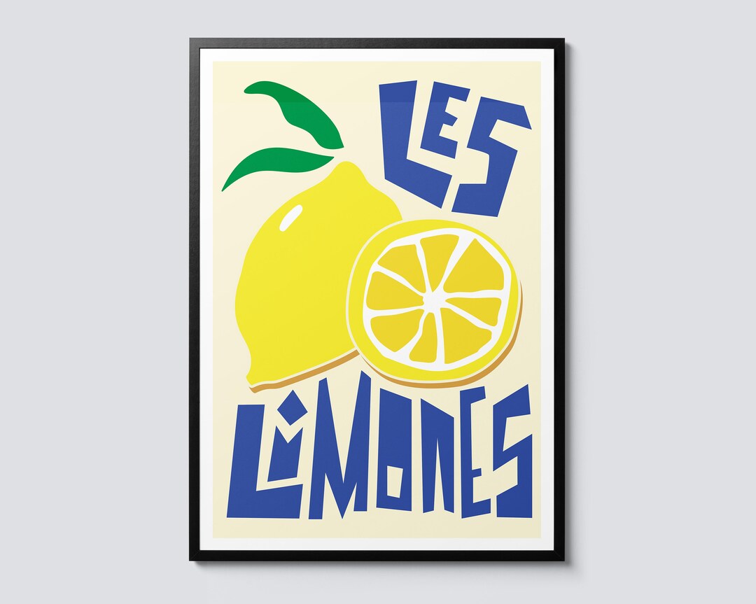 Lemons Graphic Illustration, Modern Citrus Fruit Wall Art Print ...