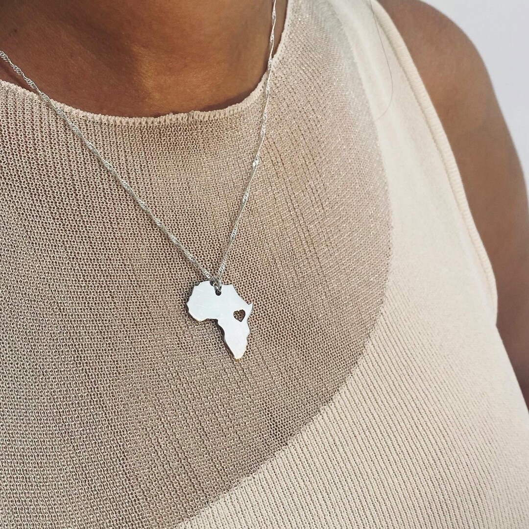 Africa Pendant Necklace/ethiopia Continental Chain/africa - Etsy