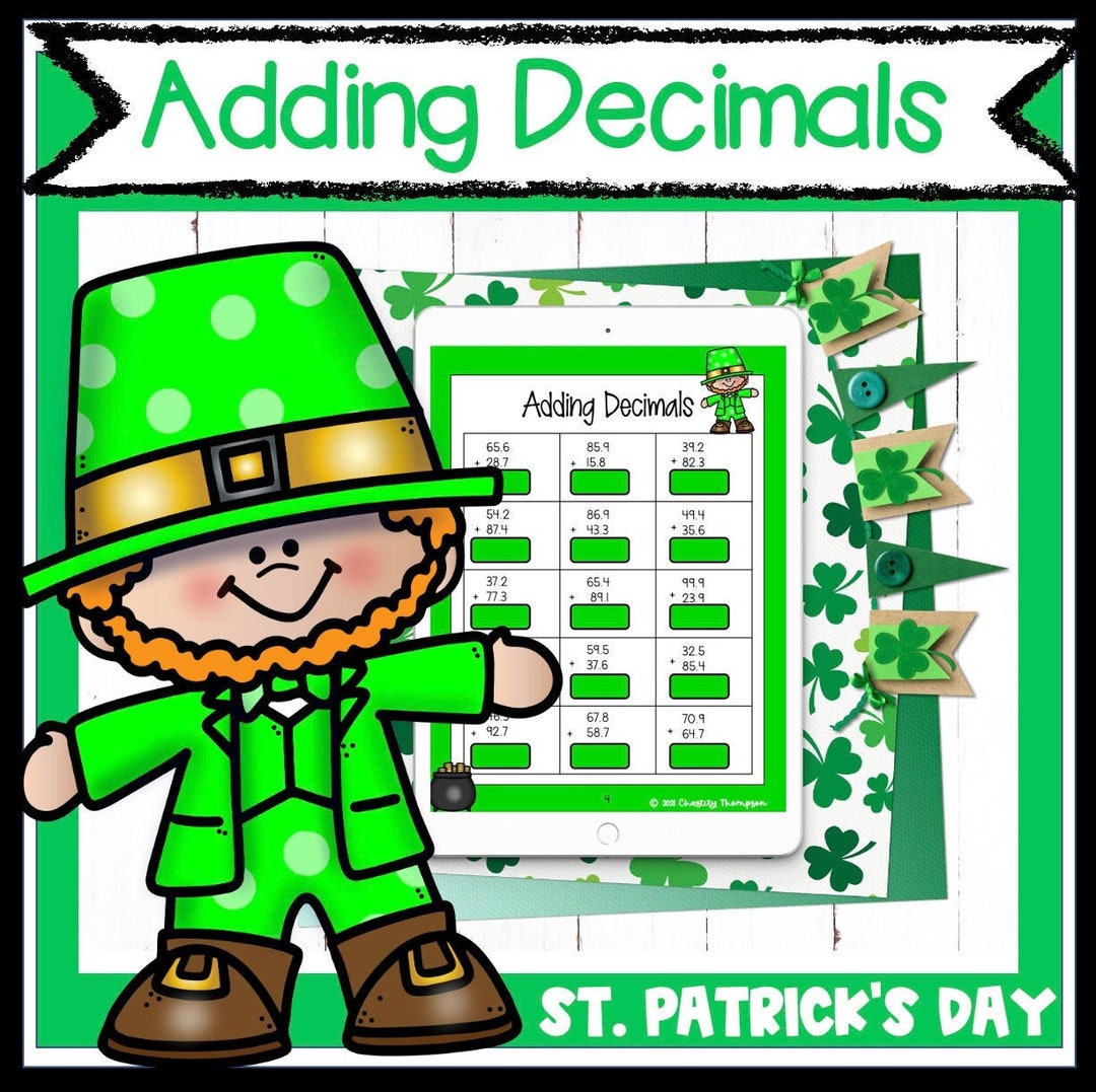 St. Patrick's Day Adding Decimals Digital and Print Resource - Etsy