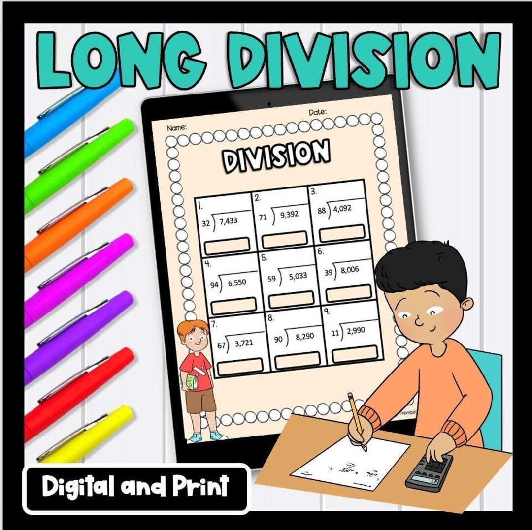 Digital and Print Division Resource With 2 - Digit Divisors - Etsy