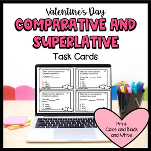 Valentine's Day Adjective Digital and Print Task Cards - NO PREP - Etsy