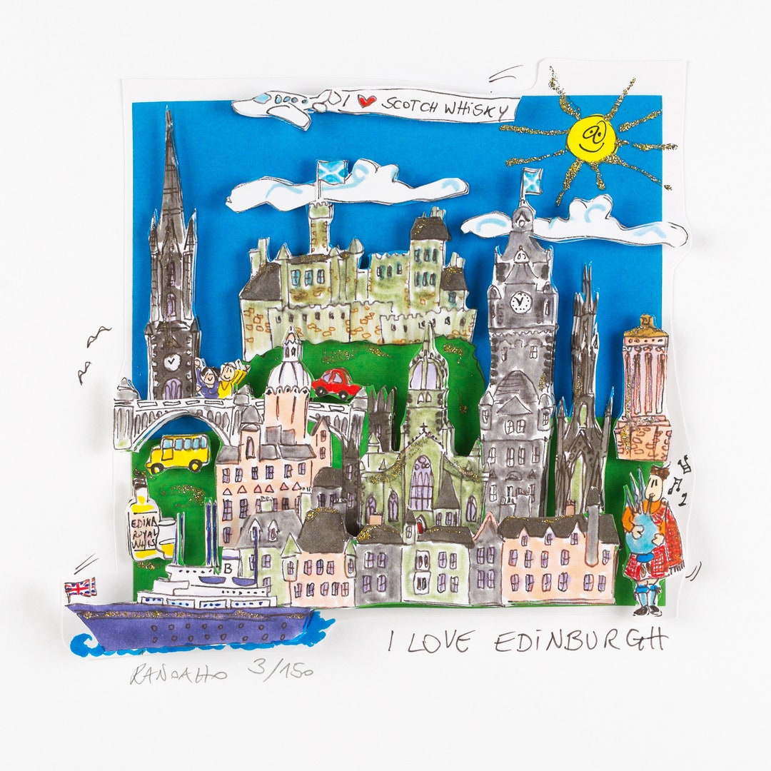 Edinburgh Graphic, Handmade 3D Collage, Paolo Randazzo - Etsy