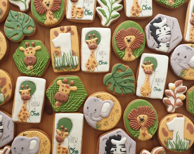 Wild Animal Cookies, Birthday Cookies, Party Favor, Jungle Animal ...