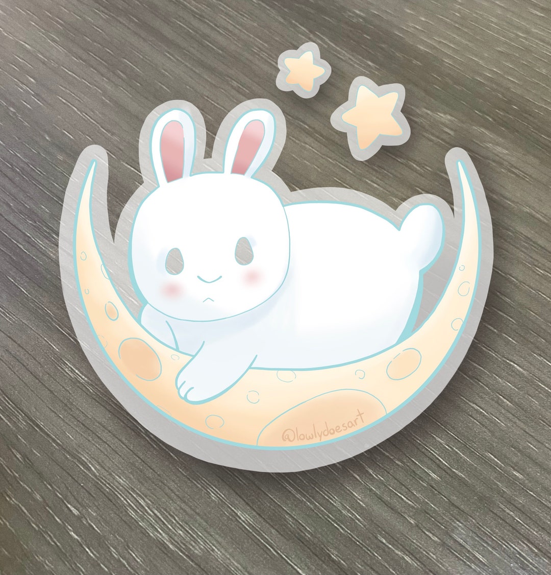 Moon Bunny Sticker Clear Background - Etsy