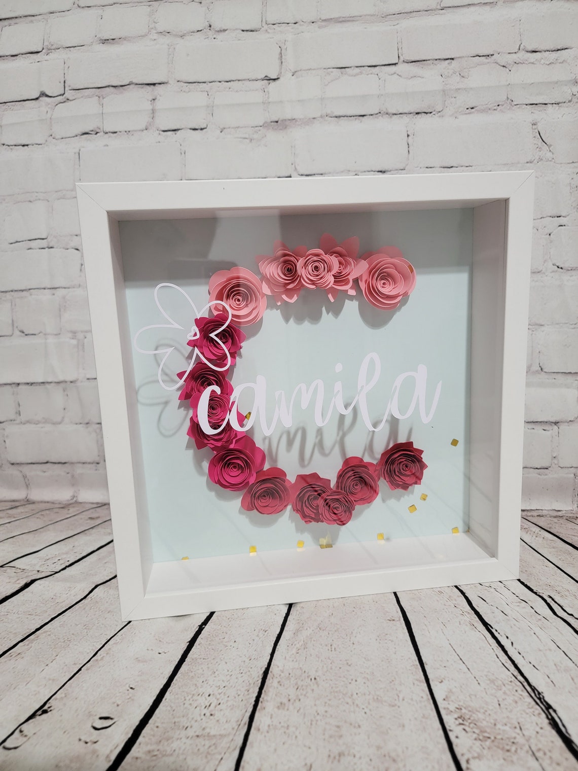 Shadow Box Flor De Papel Rosa - Etsy
