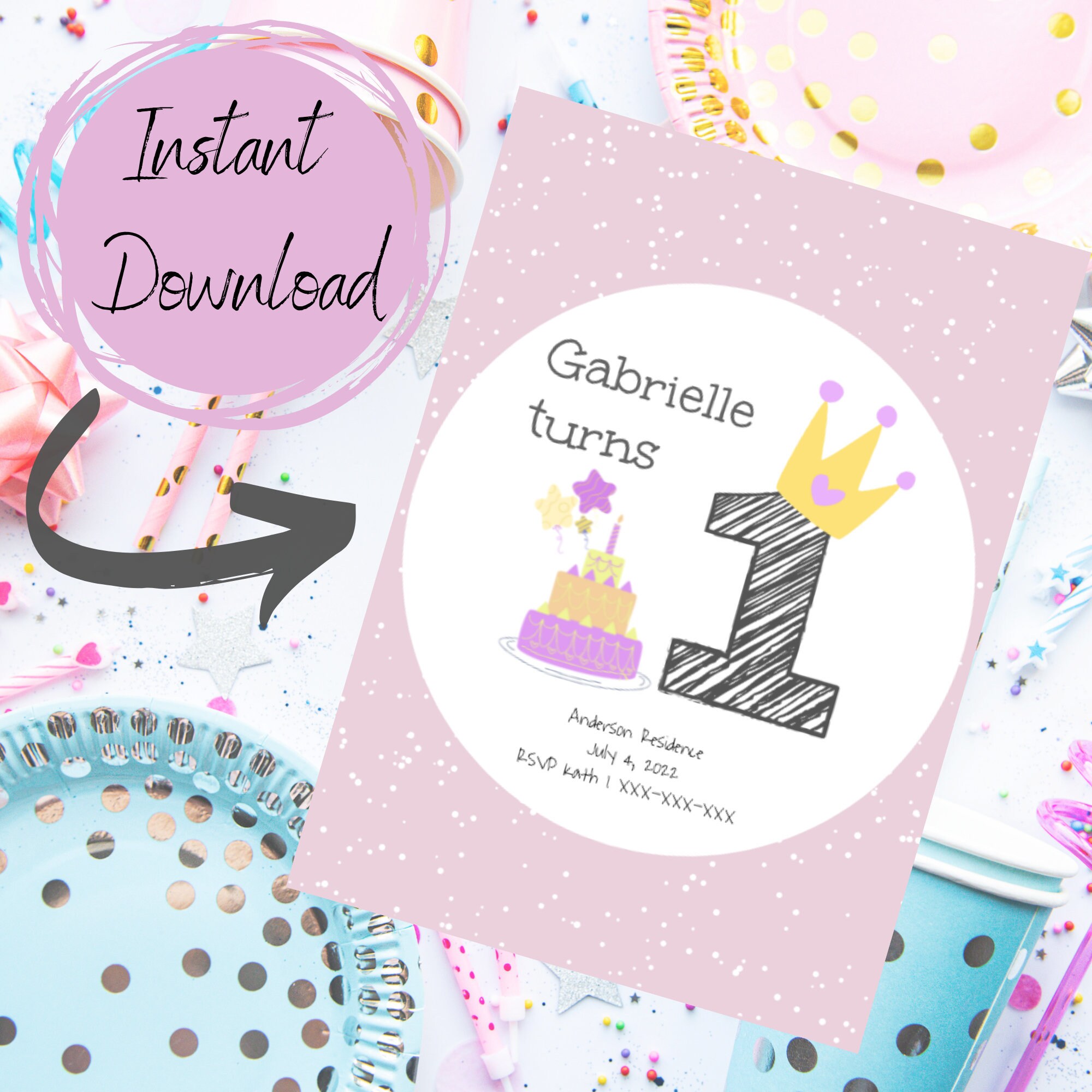 Birthday Invitation Girl Invite Templett, Templett Birthday Invitation ...