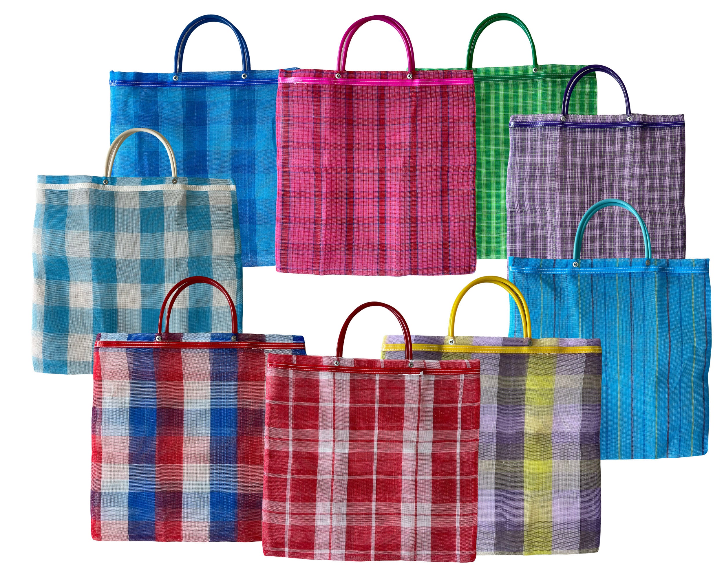 Mexican Plastic Tote Bag | Boho Market Beach Bag (14.5 X 15 In) - Etsy