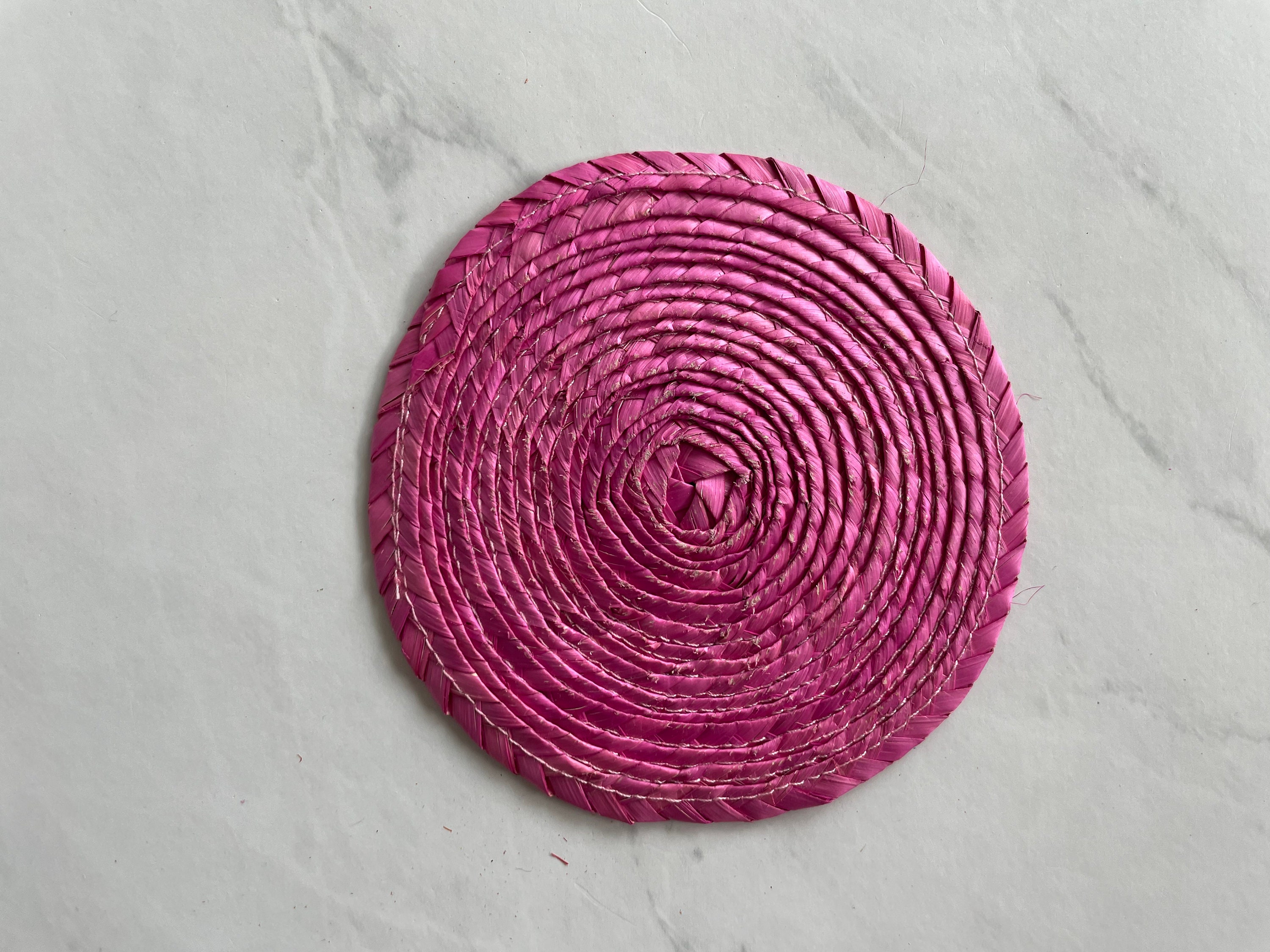 Palm Straw Coasters Set of 6 Palm Leaf Coaster Handmade - Etsy
