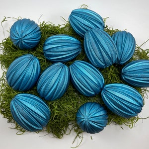 Hand Painted Metallic Blue Decorative Eggs Set of 12 PLA Plastic 3D ...