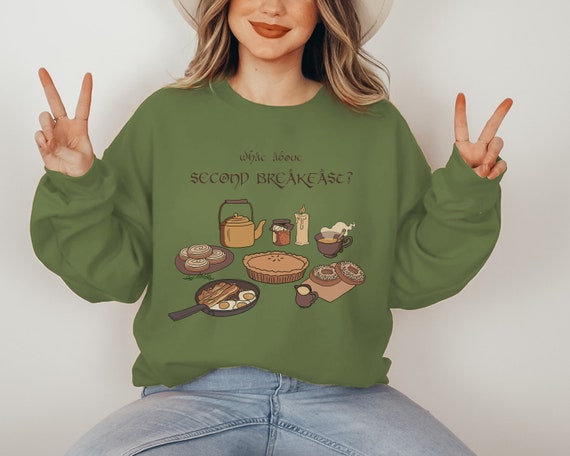 What About Second Breakfast Lord of the Shire Hobbiton Food Lover Cozy Hobbit Slogan Quote Unisex Crew Neck Sweatshirt Etsy Australia