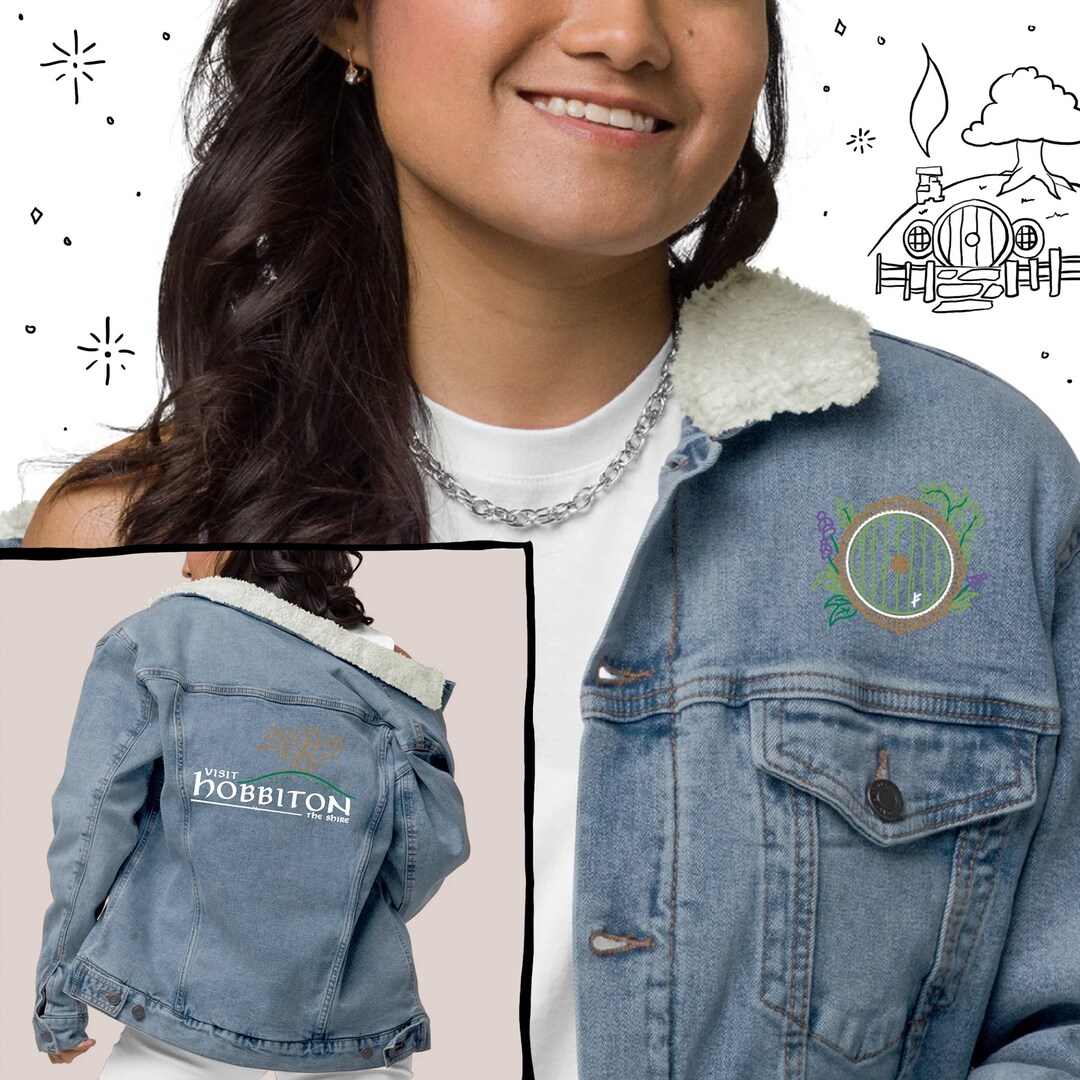 Hobbiton Embroidered Sherpa Denim Jacket, Lord of the Shire ...