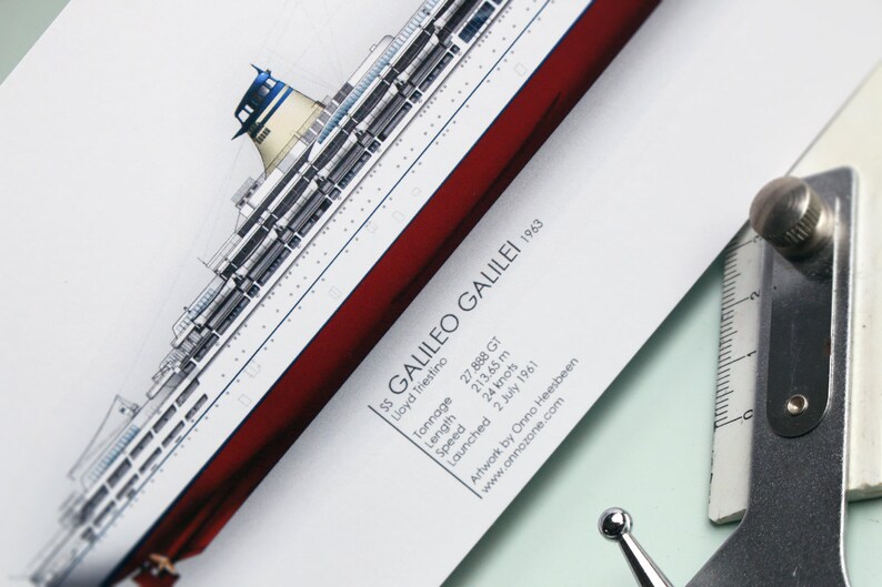 SS Galileo Galilei 1963 | 21x10 Cm | Limited Edition 100 Prints - Etsy