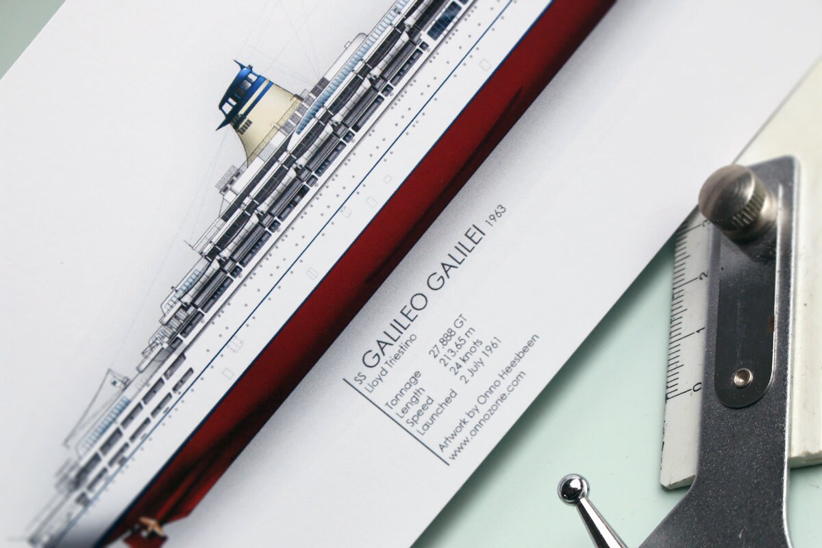 SS Galileo Galilei 1963 | 21x10 Cm | Limited Edition 100 Prints - Etsy