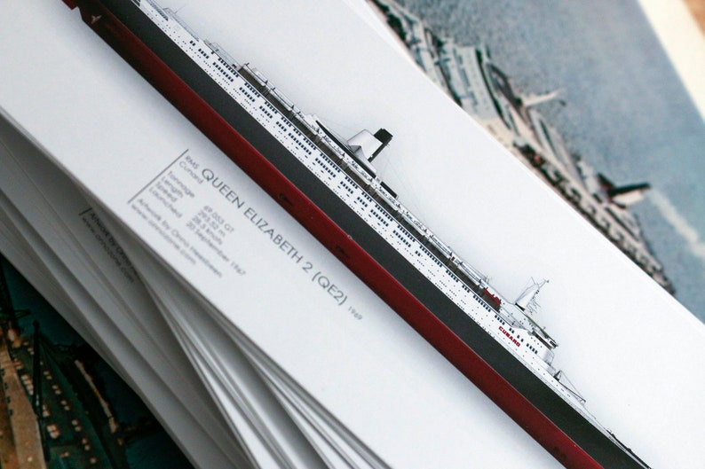 RMS Queen Elizabeth 2 (QE2) | 21x10 Cm | Limited Edition 100 Prints - Etsy