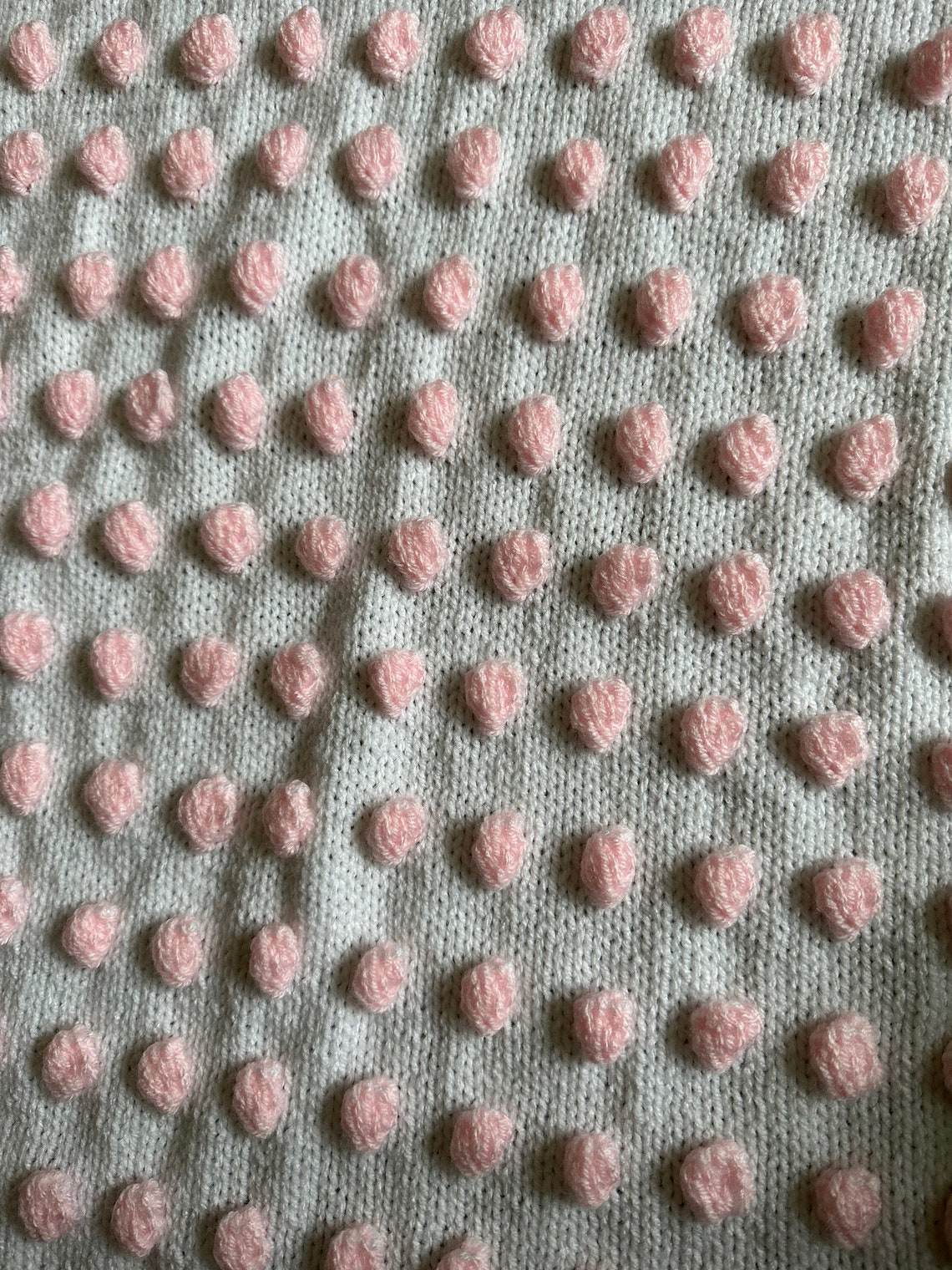 White and Pink Bobble Blanket - Etsy