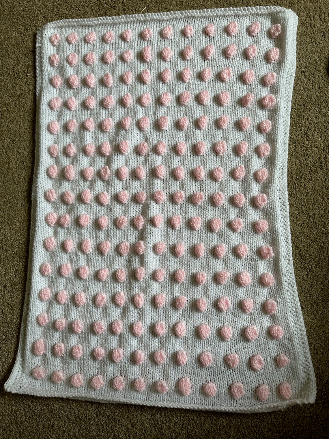 White and Pink Bobble Blanket - Etsy