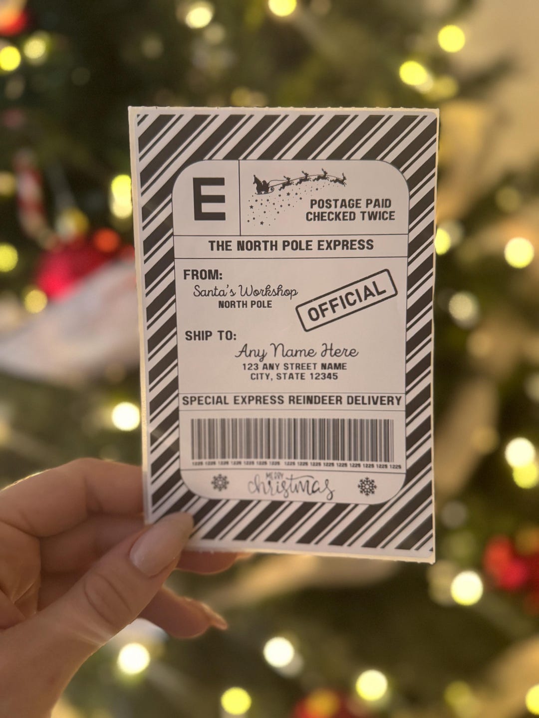 Personalized Shipping Label From Santa, Customized Name & Address Label ...