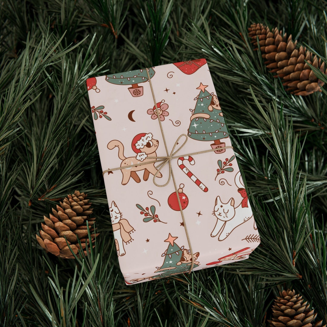 Cat Christmas Wrapping Paper Christmas Gift Wrap for Cat - Etsy