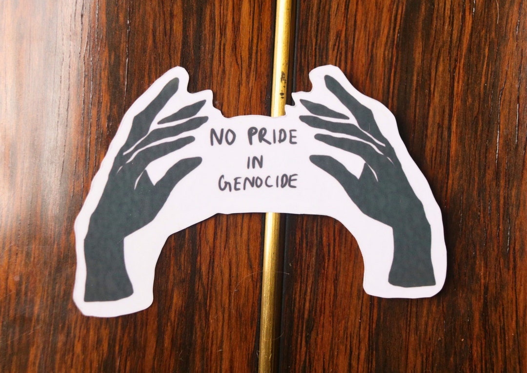 No Pride in Genocide Mudra Activism Sticker Laptop Stickers, Water ...