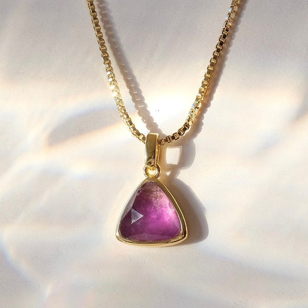 Amethyst Triangle Necklace - Etsy