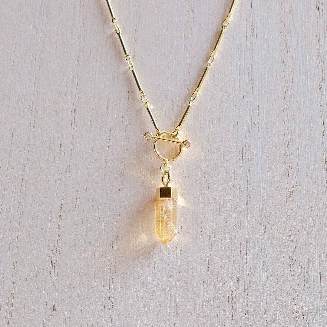 Citrine Necklace | Crystal Necklace | Gold Chain Toggle Necklace ...