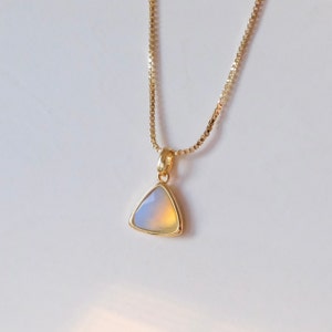 Opal Dainty Necklace Triangle Opal Pendant Necklace Crystal Necklace ...