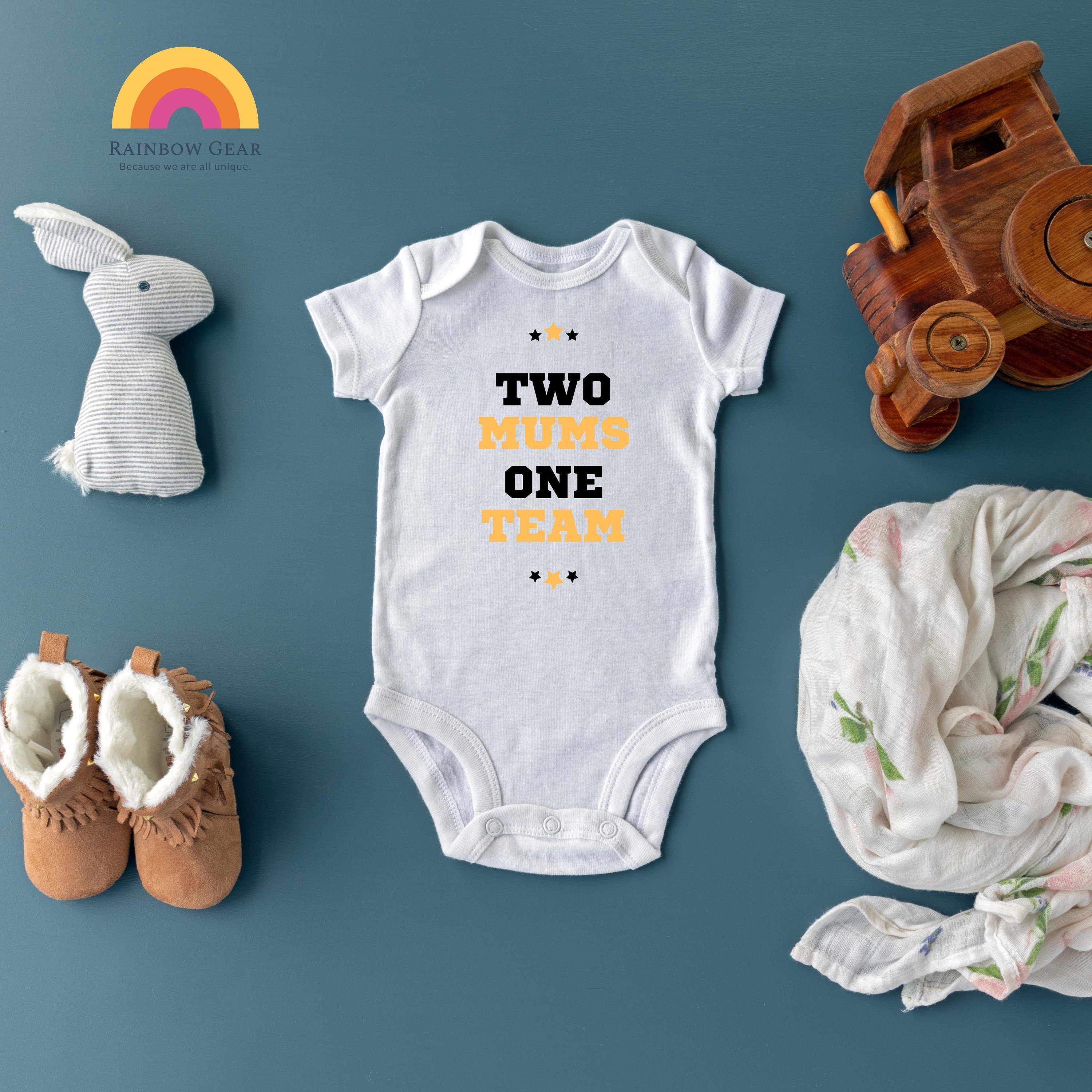 Baby Onesie, Two Mummies One Team, Two Daddies One Team, Gift for Same ...