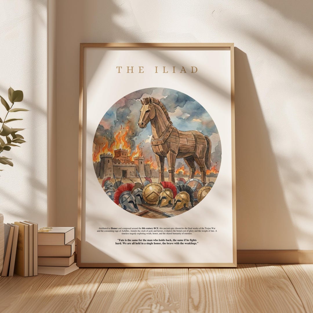 The Iliad by Homer – Literary Book Cover Poster | Classic Literature ...
