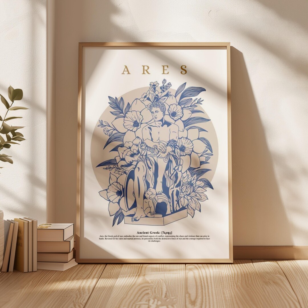 Ares Poster – Greek God Wall Art – Mythology Art Print – Minimalist War ...