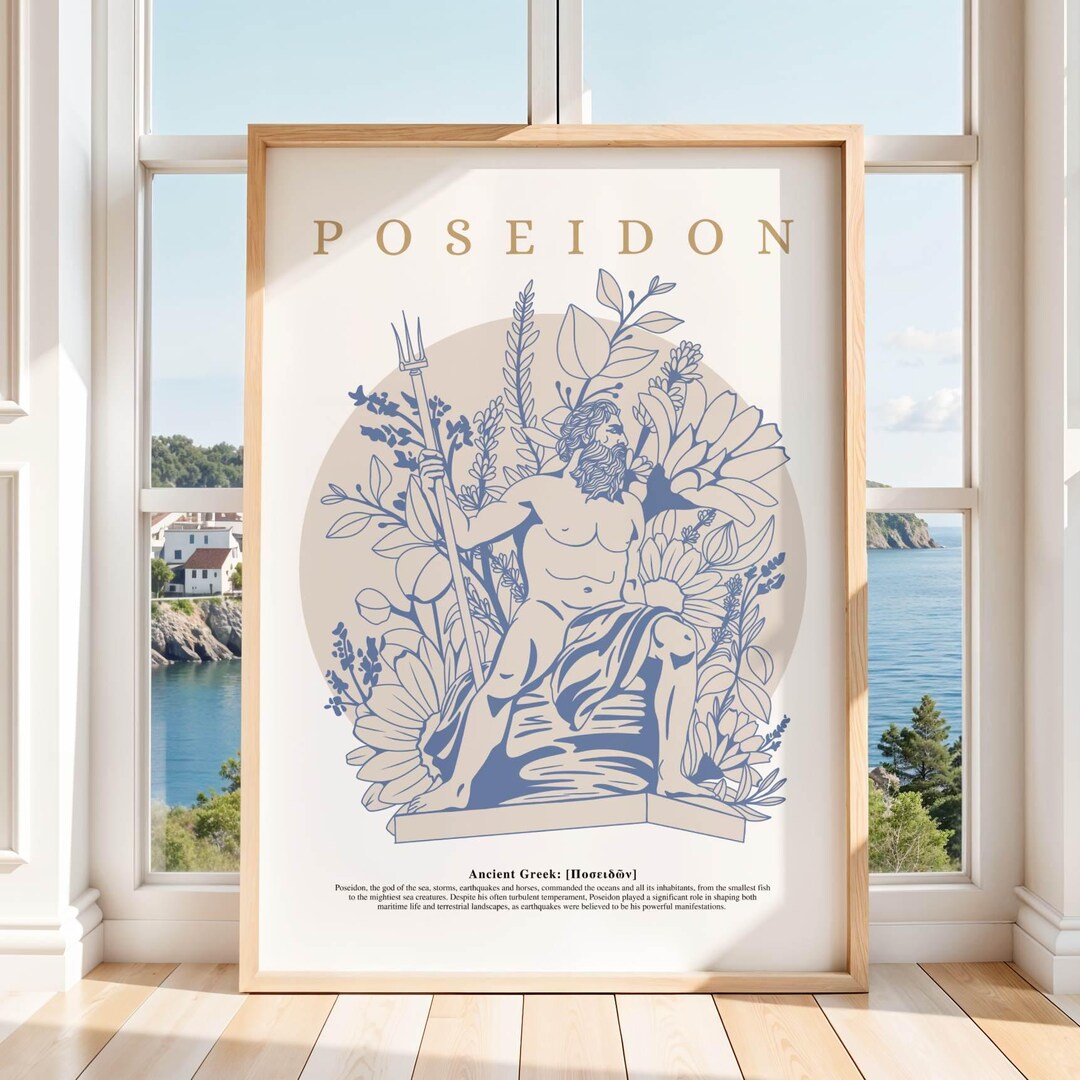 Poseidon Poster – Greek God Art Print – Mythology Wall Decor ...