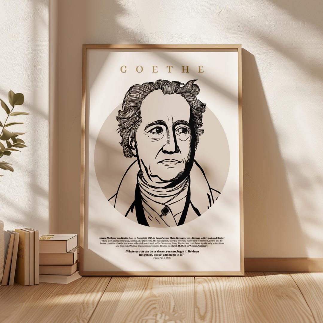 Goethe Portrait Print – Digital Hand-drawn German Author Art, Literary ...