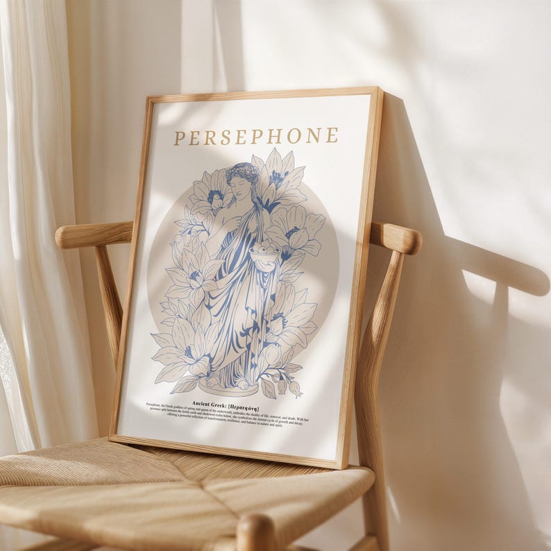 Persephone Poster – Greek Goddess Art Print – Mythology Wall Decor ...