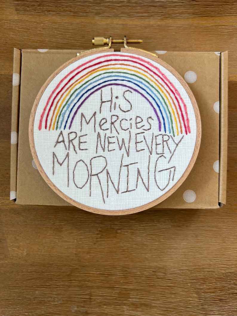 Hand Embroidery Rainbow DIY Pattern PDF His Mercies Are - Etsy