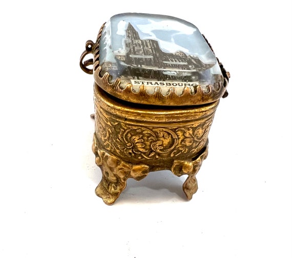 Antique brass jewelry box Napoleon 3 decor Strasbourg - Gem
