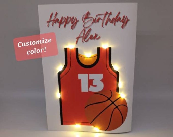 Basketball Light up LED Personalize Birthday Card︱basketball Sports ...