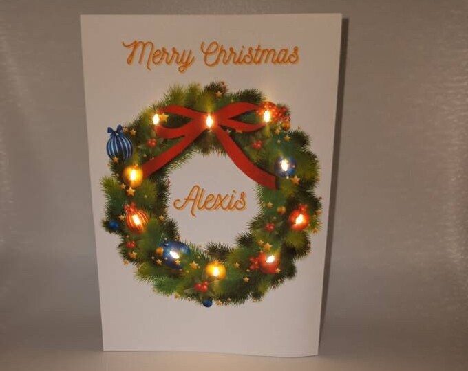 Christmas Wreath LED Christmas Card︱personalized Handmade Custom Light ...