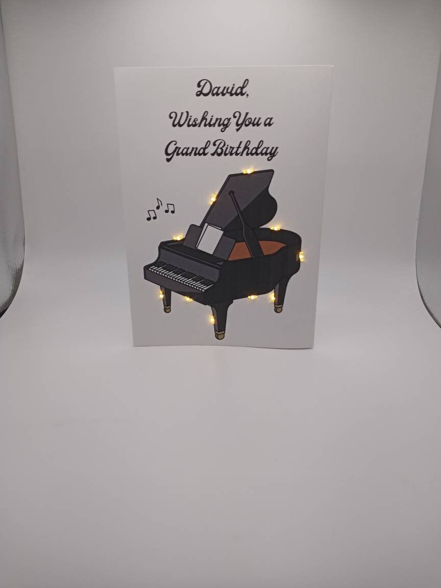 Piano Light up LED Personalize Birthday Card Black Grand - Etsy