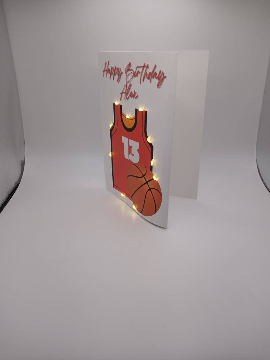 Basketball Light up LED Personalize Birthday Card︱basketball Sports ...