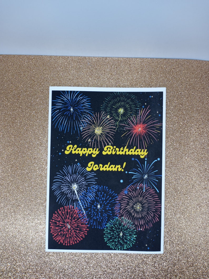 Firework Light up LED Personalize Birthday Card Fourth of July Festive ...