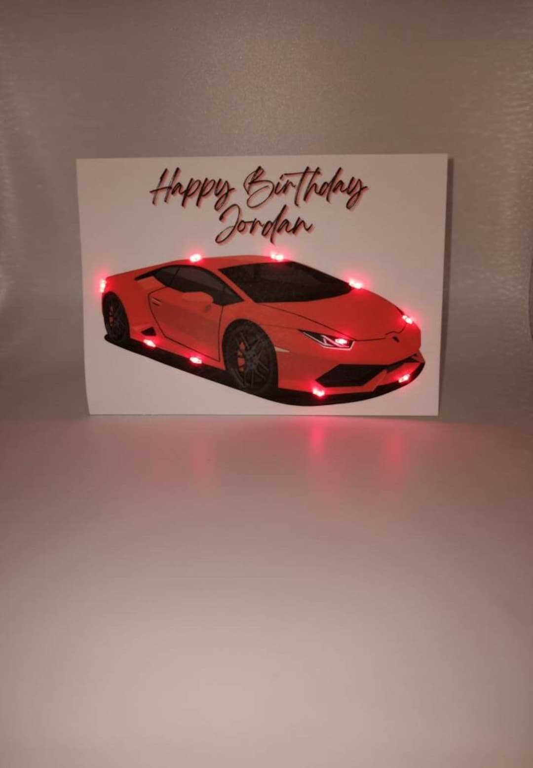 Red Sports Car Light up LED Personalize Birthday Card︱red Luxury ...