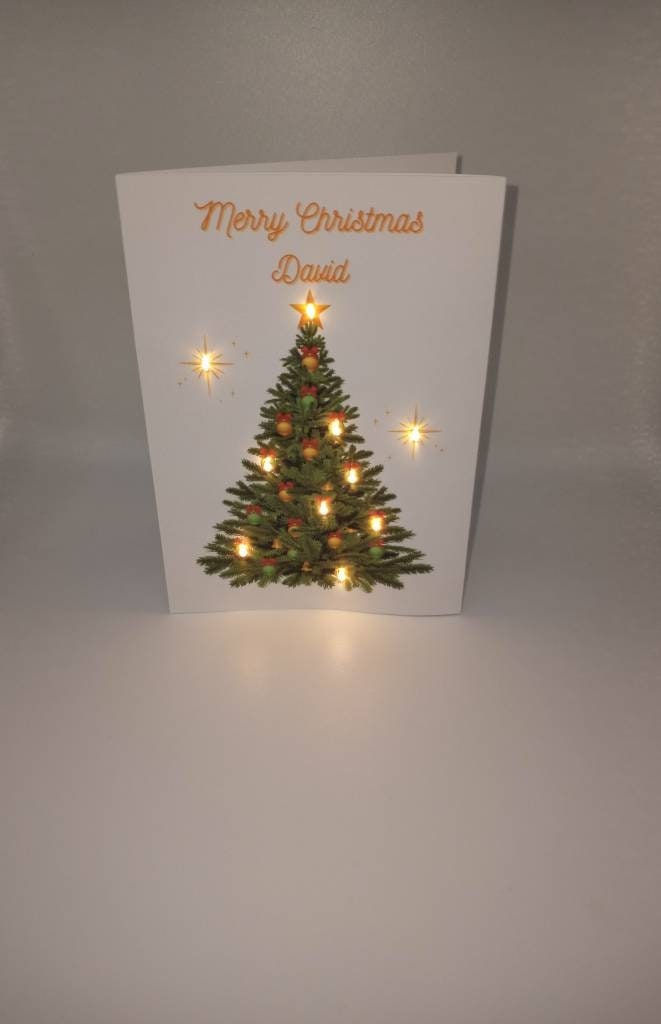 Christmas Tree LED Christmas Card︱personalized Handmade Custom Light up ...