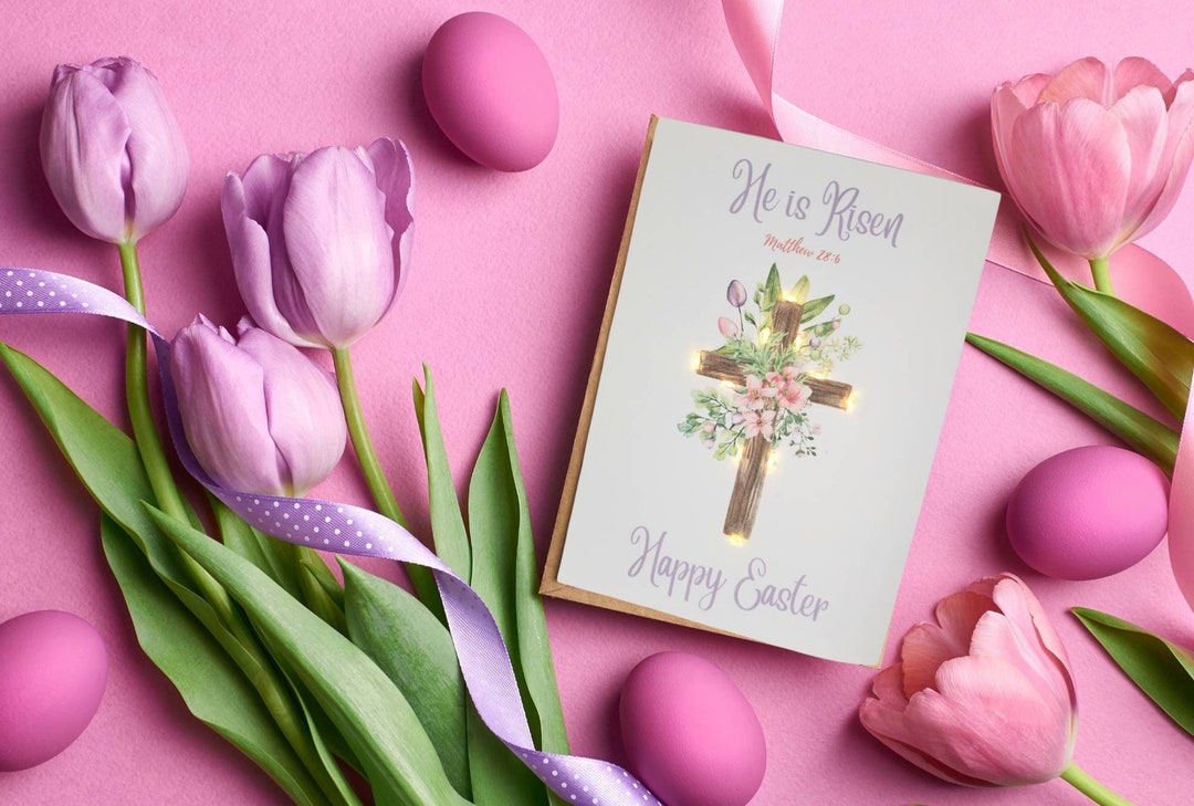 Easter Light up LED Card Personalized︱ Custom Easter Card With Cross ...