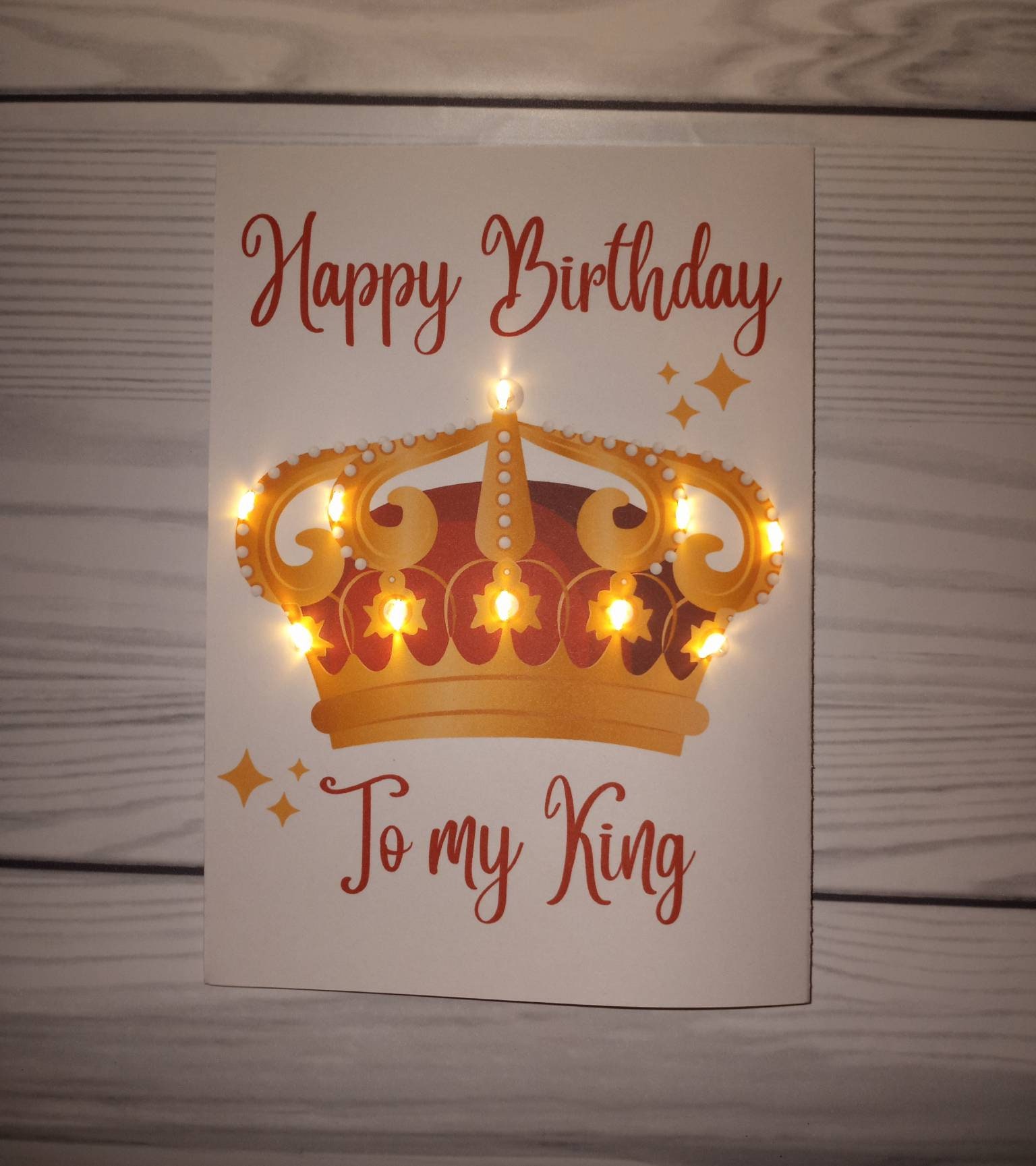 Personalize King Crown Light up Happy Birthday LED Card for Husband ...