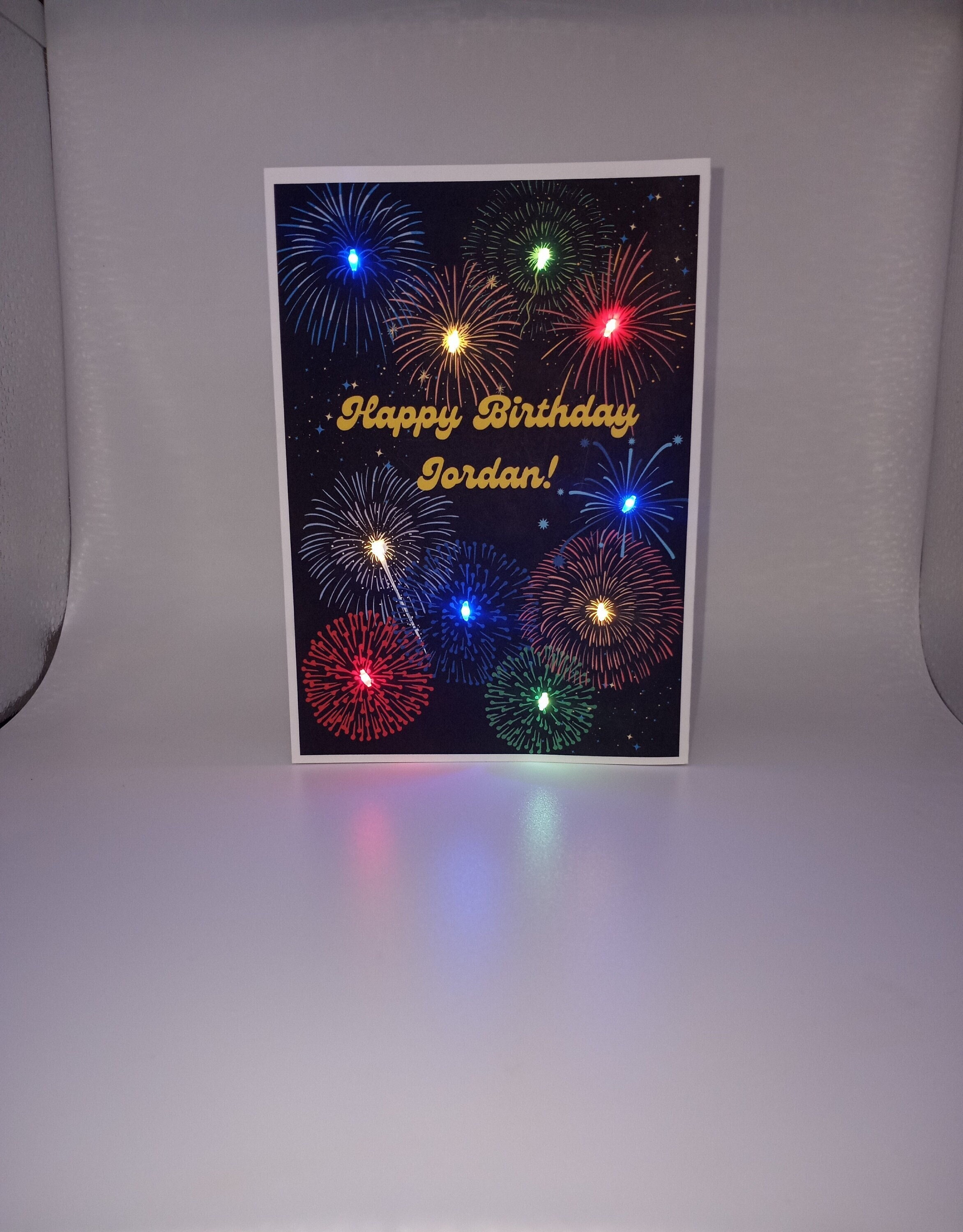 Firework Light up LED Personalize Birthday Card Fourth of July Festive ...