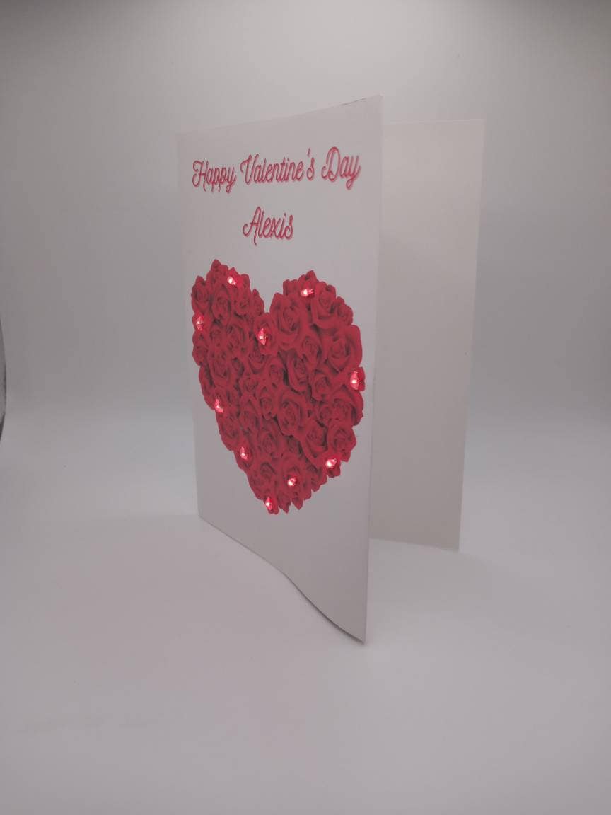 Red Roses Light up LED Valentine's Day Greeting Cardcustom Handmade Red ...