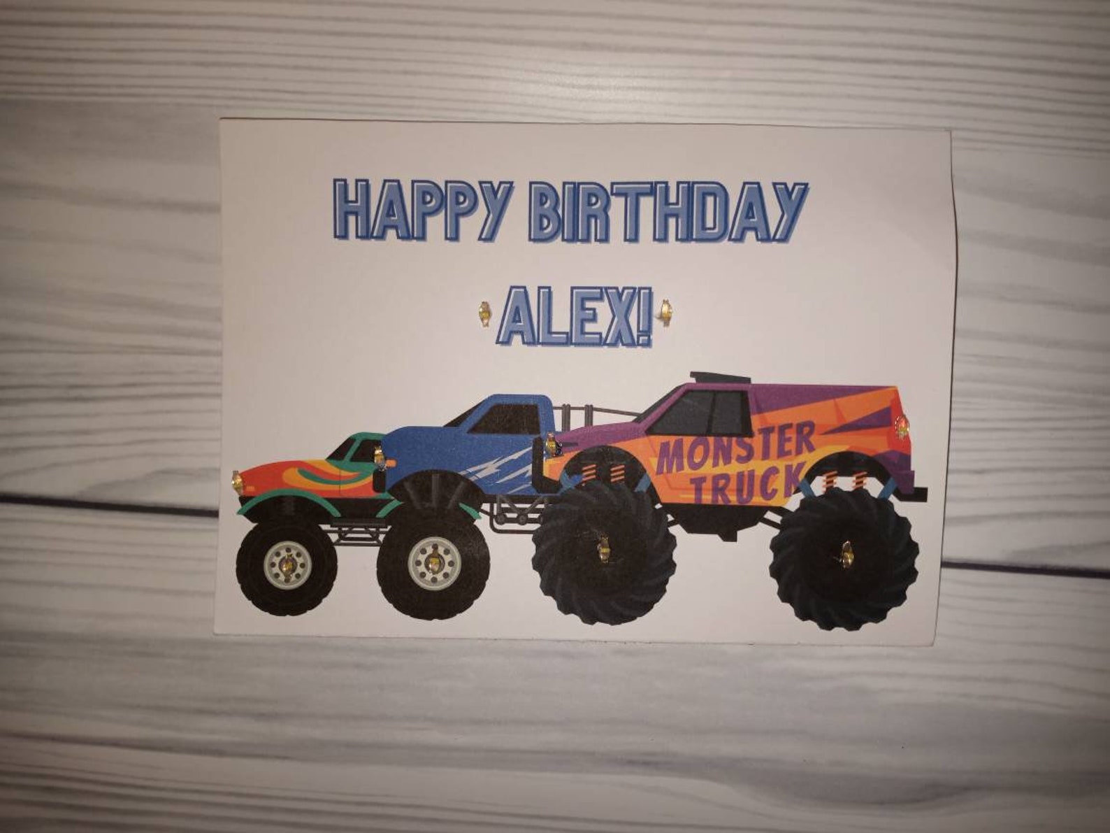 Personalize Monster Truck Happy Birthday Light up LED Card for | Etsy