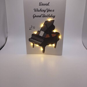 Piano Light up LED Personalize Birthday Card︱ Black Grand Piano Guitar ...