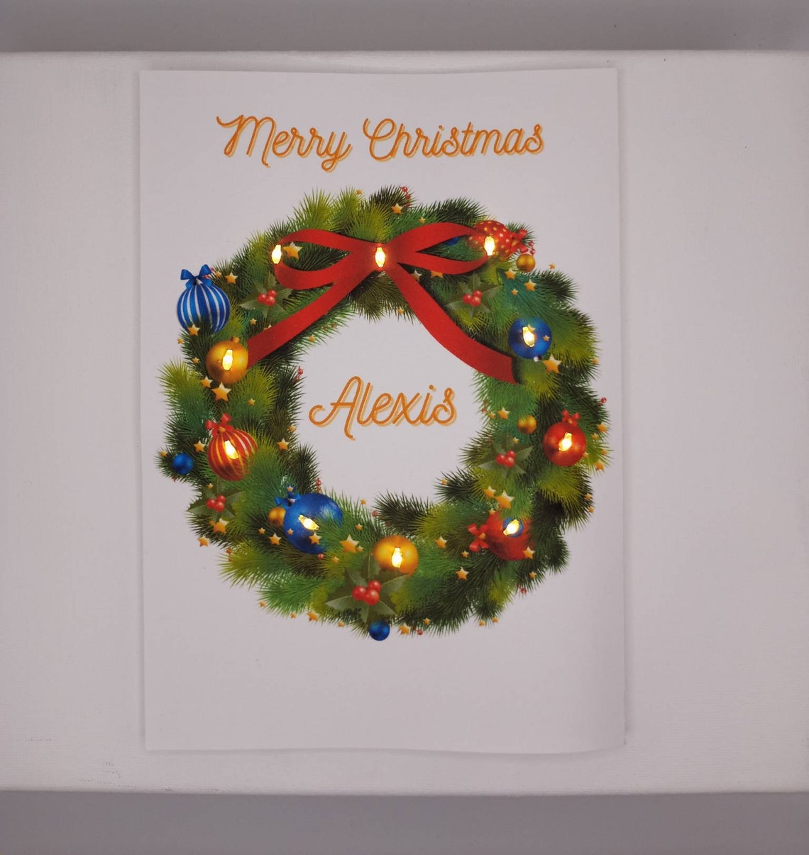 Christmas Wreath LED Christmas Card︱personalized Handmade Custom Light ...