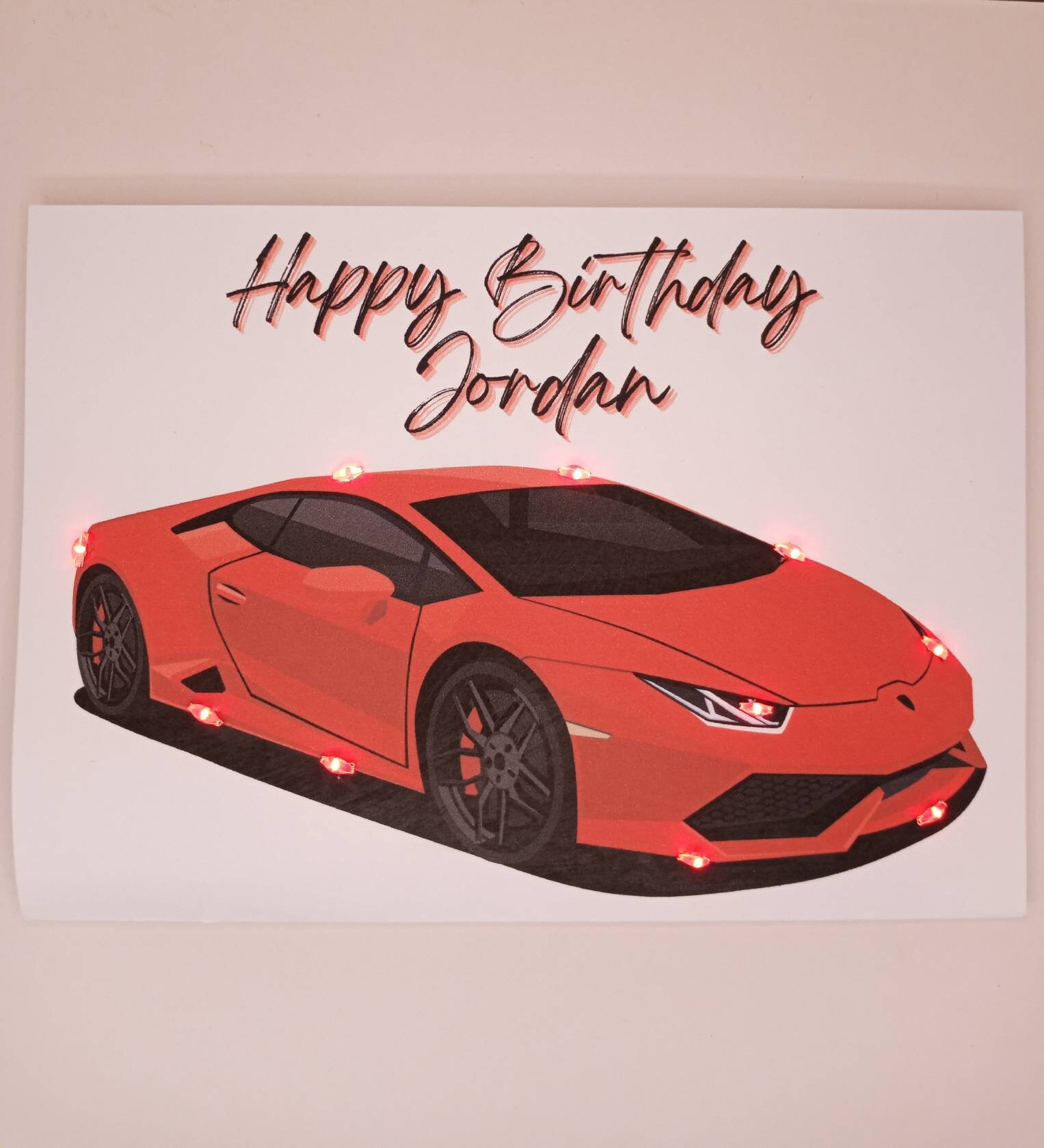 Red Sports Car Light up LED Personalize Birthday Cardred Luxury ...