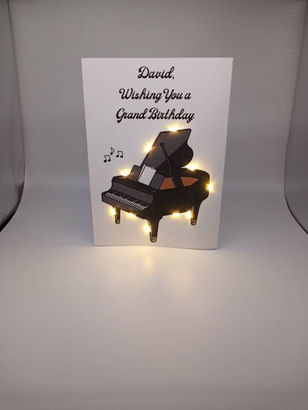 Piano Light up LED Personalize Birthday Card︱ Black Grand Piano Guitar ...